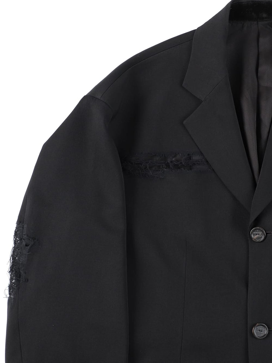 sj.0002aSS24-black Back Gusset Sleeve Chesterfield Jacket (Crash ...