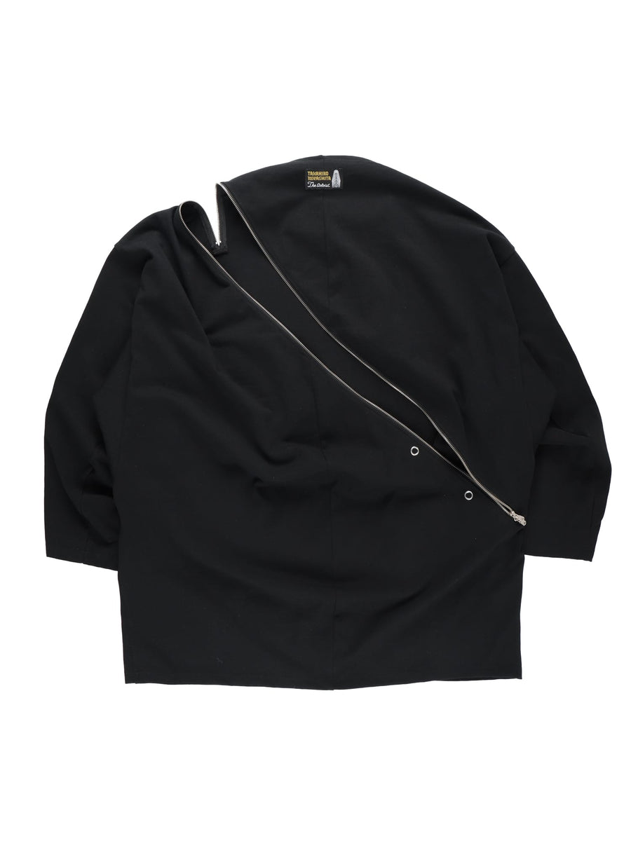 sc.0001bAW22_black Double-zip balloon-shaped basque shirt ...